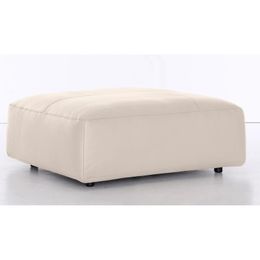 Musterring Hocker &raquo;LUCIA&laquo; beige Flachgewebe VALMONT (60% Baumwolle/40% Leinen);Leder PURO, pigmentiertes Leder;Microfaser CRONA (100% Polyester);Flachgewebe 