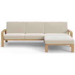 Sit & More sit&more Ecksofa &raquo;Kolding L-Form&laquo; Armlehnen aus Buchenholz in natur, verschiedene Bez&uuml;ge und Farben beige 100% Polyester