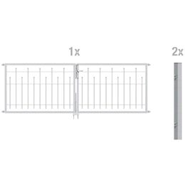 Alberts Zaundoppelt&uuml;r &raquo;Madrid&laquo; Breite: 300cm, in verschiedenen H&ouml;hen silber Stahl