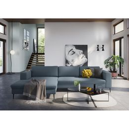 DOMO collection Ecksofa »Modica, zeitlos und elegant, L-Form« moderne Optik mit extrabreiter Recamiere, auch in Cord grau-blau
