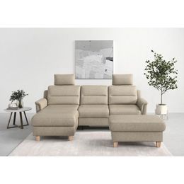 Sit & More SIT&MORE Ecksofa »Farö L-Form« inklusive Federkern, wahlweise mit Bettfunktion und Bettkasten beige
