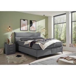 ED EXCITING DESIGN Boxspringbett »Vlieland« Premium 9-Zonen-Tonnentaschenfederkern Duo-Matratze mit Kokosmatte anthrazit