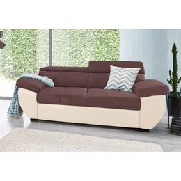 COTTA 2-Sitzer »Speedway« Big-Sofa mit Kopfteilverstellung creme/braun 0