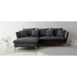 OTTO HOME andas Ecksofa »MERLE, 258 cm, L-Form, traumhafter Cord, « mit Bettfunktion und Bettkasten, Liegefläche 224 x 139 dunkelgrau