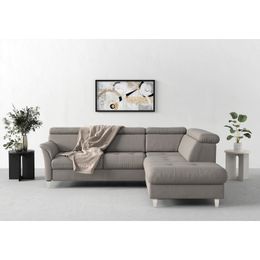 Sit & More SIT&MORE Ecksofa »Marano L-Form« inklusive Kopfteilverstellung, wahlweise mit Bettfunktion, Bettkasten grau