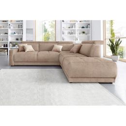 DOMO collection Ecksofa »Ava, moderne Sitzheftung mit toller Doppelnaht, komfortabel, L-Form« mit Ottomane, inkl. Federkern, wahlweise mit...