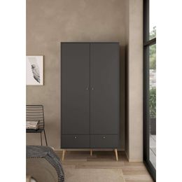 Andas Kleiderschrank &raquo;Bodo, Dreht&uuml;renschrank, Aufbewahrung Kasten Schrank Stauraum&laquo; 2 T&uuml;ren, 2 Schubladen, Beine und Griffe Massivholz, Breite 99 cm 