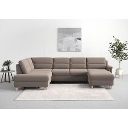 Sit & More SIT&MORE Wohnlandschaft »Farö U-Form« inklusive Federkern, wahlweise mit Bettfunktion und Bettkasten taupe