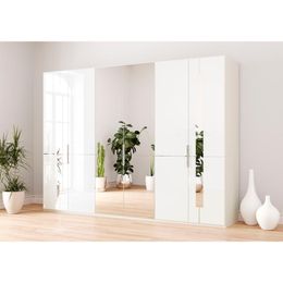 Musterring Dreht&uuml;renschrank &raquo;Imola W&laquo; inkl. Einlegeb&ouml;den und Kleiderstangen, mit Glas- und Spiegelt&uuml;ren wei&szlig; Floatglas, Holzwerkstoff