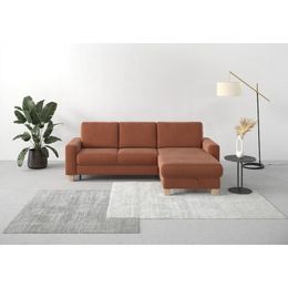 Home Affaire Ecksofa »Summer L-Form« mit Recamiere, mit oder ohne Bettfunktion und Bettkasten, Cord-Bezug kupfer