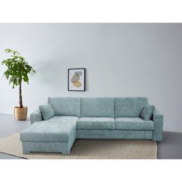 Home Affaire Ecksofa »Roma "M" Matratzenhöhe 14 cm, Dauerschlaffunktion, mit Unterfederung, « Liegemaße ca 143x198 cm, L-Form eisblau
