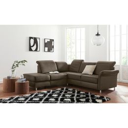 Sit & More SIT&MORE Ecksofa »Darwin L-Form« inklusive Federkern, wahlweise mit Kopfteilverstellung, Bettfunktion olive