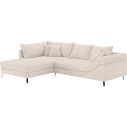 MR. COUCH Ecksofa »Portofino L-Form« 4 Bezugsqualitäten, 13, 5 cm hohe Metall-Profilfüße in matt-schwarz Stripes 8622 narur