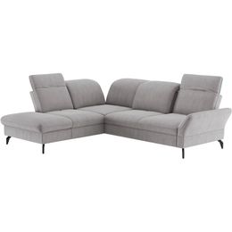 Sit & More SIT&MORE Ecksofa »Leandro L-Form« Wahlweise mit Bett-, Kopfteil - und Armlehnfunktion, sowie Stauraum silber