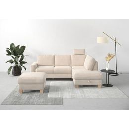 Home Affaire Ecksofa »Summer L-Form« mit Ottomane, wahlweise mit Bettfunktion und Bettkasten, Cord-Bezug creme