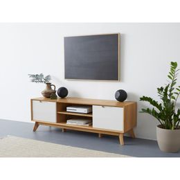 Andas Lowboard »Pandrup« Kommode mit 3 Einlegeböden und Kabeldurchführung, B:135 cm Eiche/weiß Andas Nordic Interior – modern Wohnen im Scandi Style