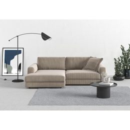 Trendmanufaktur Ecksofa »Bourbon, Designsofa mit tollem Sitzkomfort, L-Form, « extra tiefe Sitzfläche, wahlweise mit Sitztiefenverstellung beige