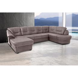 Sit & More sit&more Wohnlandschaft &raquo;Savoni U-Form&laquo; wahlweise mit Bettfunktion grau NaturLEDER (echtes Rindsleder) in Sitz und R&uuml;cken. Korpus in passendem 