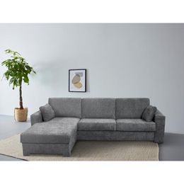 Home Affaire Ecksofa &raquo;Roma "M" Matratzenh&ouml;he 14 cm, Dauerschlaffunktion, mit Unterfederung,&laquo; Liegema&szlig;e ca 143x198 cm, L-Form grau 100% Polyester