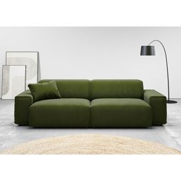 Andas Big-Sofa »Glimminge auch in Breitcord, Feincord + Easy care-Bezug, « besondere Kedernähte Zierkissen moos