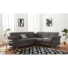 Sit & More SIT&MORE Ecksofa »Darwin L-Form« inklusive Federkern, wahlweise mit Kopfteilverstellung, Bettfunktion anthrazit