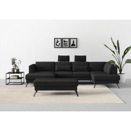 Sit & More sit&more Wohnlandschaft &raquo;Lindholm U-Form&laquo; mit Sitztiefenverstellung und Federkern schwarz