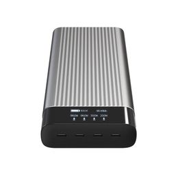Targus Powerbank &raquo;HyperJuice 245W USB-C Battery Pack mit OLED Display&laquo; 27.000 mAh, PD3.0, QC 4.0, 2x 100W und 2x 65W Silber/Schwarz Intelligenter...