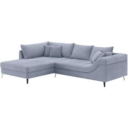 MR. COUCH Ecksofa »Portofino, L-Form« Mit Kaltschaumpolsterung, bis 140 kg belastbar Memphis 1676 blue grey