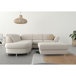 Sit & More sit&more Ecksofa &raquo;Apulia L-Form&laquo; wahlweise Bettfunktion, Bettkasten und Kopf- und Armteilverstellung beige Webstoff (100% Polyester);Struktur weich (