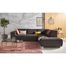 Inosign Ecksofa &raquo;Sapporo L-Form&laquo; wahlweise Bettfunktion oder Sitztiefenverstellung, Federkern braun Struktur fein (100% Polyester);Luxus-Microfaser 