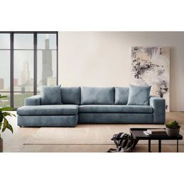 Home Affaire andas Ecksofa »SLEETLAND XXL in Samtvelours oder Vintage-Leder-Optik, L-Form, « besonders groß und bequem Blau