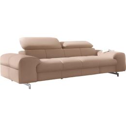 COTTA 3-Sitzer »Chef« Big-Sofa mit Kopfteilverstellung, edle Metallkufen cappuccino