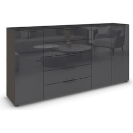 Rauch Kombikommode &raquo;Kommode T&uuml;rkommode Sideboard Kombikommode FLIPP mit Glasfront&laquo; Breite 200 cm mit 4 Einlegeb&ouml;den, 3-t&uuml;rig, 5 Schubladen, Soft-Close