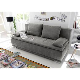 ED EXCITING DESIGN Schlafsofa »Luigi« mit Bettkasten & 2 Armlehnenkissen Uran 09 stone