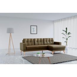 Sit & More SIT&MORE Ecksofa »Lavida L-Form« wahlweise mit Kippfunktion und Bettkasten olive