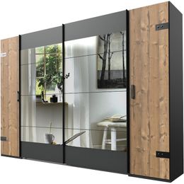 wimex Schwebet&uuml;renschrank &raquo;Stockholm, Schlafzimmerschrank mit Industrial-Look, rustikale Optik&laquo; Kleiderschrank mit Spiegel BESTSELLER Schrank Garderobe grau