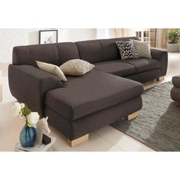 Home Affaire Ecksofa »Nika L-Form« Polsterecke, Struktur fein oder Melrose/Struktur, mit Bettfunktion braun