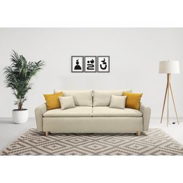 Inosign Schlafsofa »Anika« mit Boxspringaufbau, Bettfunktion & Bettkasten, Dauerschlafsofa beige