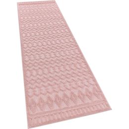 Paco Home Teppich &raquo;Livorno 671&laquo; rechteckig 14 mm H&ouml;he Uni-Farben, Scandi, Rauten Muster, Hoch-Tief Effekt, Outdoor geeignet pink Obermaterial: 100%...
