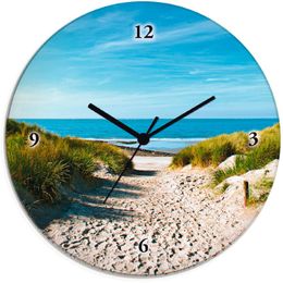 Artland Wanduhr &raquo;Strand mit Sandd&uuml;nen und Weg zur See&laquo; wahlweise mit Quarz- oder Funkuhrwerk, lautlos ohne Tickger&auml;usche beige