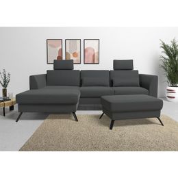 Sit & More SIT&MORE Ecksofa »Olsen L-Form« inklusive Sitztiefenverstellung, wahlweise mit Bettfunktion, 15cm hoch anthrazit