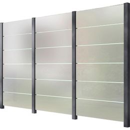 STAKET PRO Zaun Glaszaun, Gesamtl&auml;nge: 3, 361 m, 4 Pfosten grau