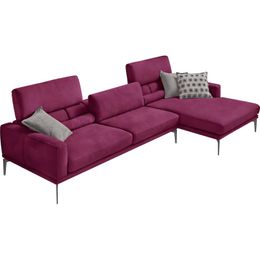Egoitaliano Ecksofa »Masu, Design trifft sensationellen Sitzkomfort« inkl. 2 Kissenrollen, Rückenelemente manuell verstellbar, Metallfüße fuchsia