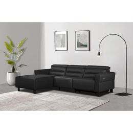 Places of Style Ecksofa »Carpari, L-Form, 263 cm, manuelle o. elektrische Relaxfunktion, « USB A/C und Kopfteilverstellung schwarz