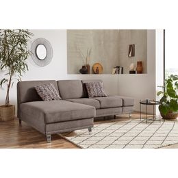 Sit & More sit&more Ecksofa &raquo;Clio L-Form&laquo; wahlweise mit Bettfunktion oder Vorziehsitz und Bettkasten, Federkern grau