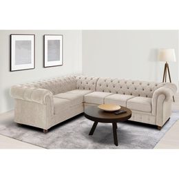 Home Affaire Chesterfield-Sofa »Chesterfield Ecksofa, auch in Leder L-Form« hochwertige Knopfheftung, langer Schenkel links oder rechts wählbar creme