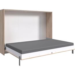 wimex Schrankbett »Juist Schrankklappbett Gästebett« horizontal klappbar, 3 Liegeflächen, mit Lattenrost, Made in Germany Eiche Sägerau Nachbildung
