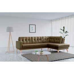 Sit & More SIT&MORE Ecksofa »Lavida L-Form« wahlweise mit Kippfunktion und Bettkasten olive