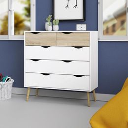 Andas Kommode »Oslo, Aufbewahrung, Schubladenschrank, Stauraum« Sideboard mit 5 Schubladen, Breite 99 cm, Höhe 101 cm weiß/eichefarben