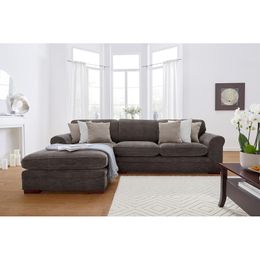 Home Affaire Ecksofa »Broughton L-Form« weicher Sitzkomfort, incl. 4 Zierkissen, Keder anthrazit